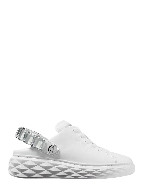 JIMMY CHOO Diamond Sling Leather Trainers - V White/crystal