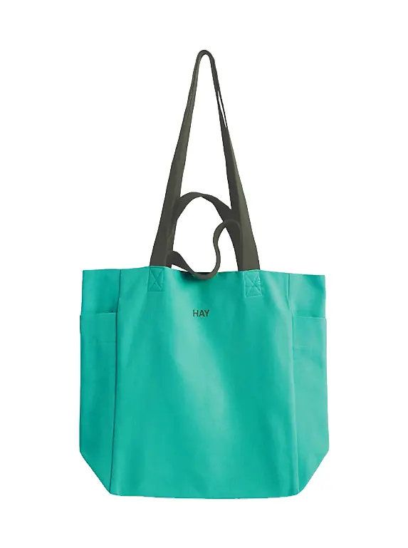 HAY Logo-print Cotton Tote Bag - Aqua