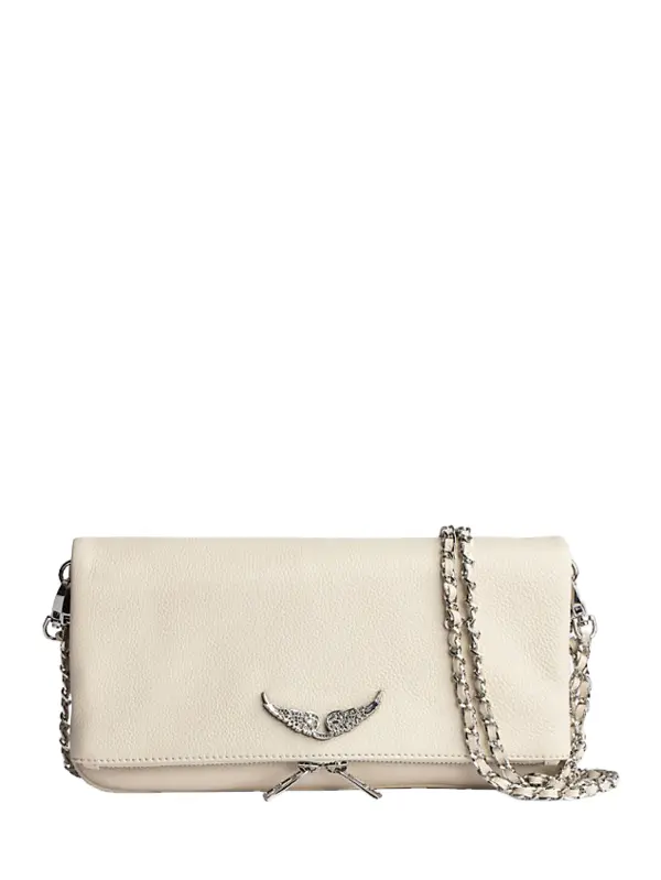 Zadig&Voltaire Rock Swing Leather Clutch Bag With Logo Plaque - Flash