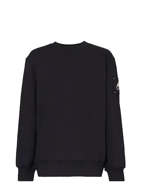 Moose Knuckles Brand-motif Cotton-jersey Sweatshirt - Black