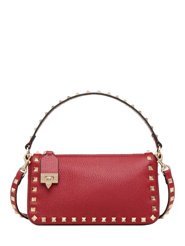 Valentino Garavani Calf Leather Rockstud Cross-body Bag - Red