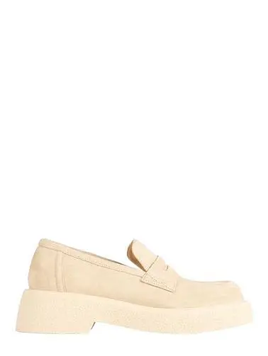 LORIBLU Leather Penny Loafers - Beige