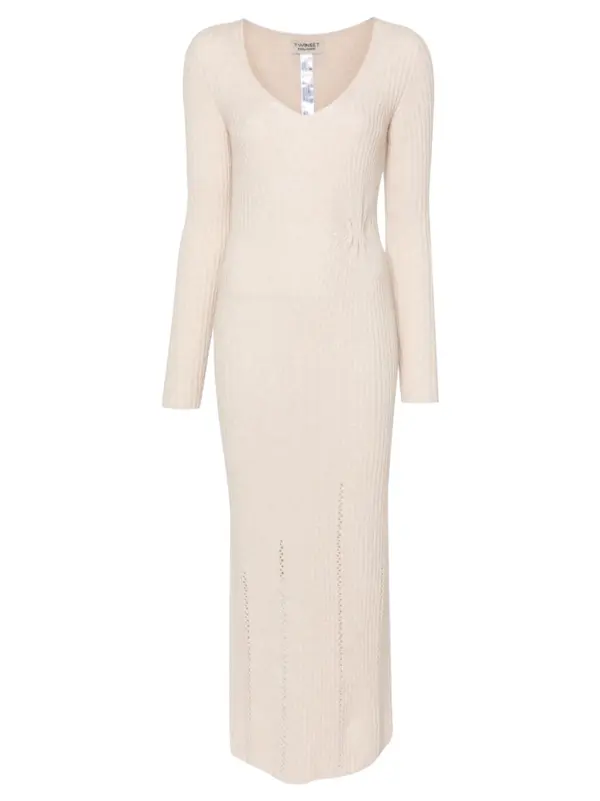TWINSET Brooch-detail Maxi Dress - Neutrals