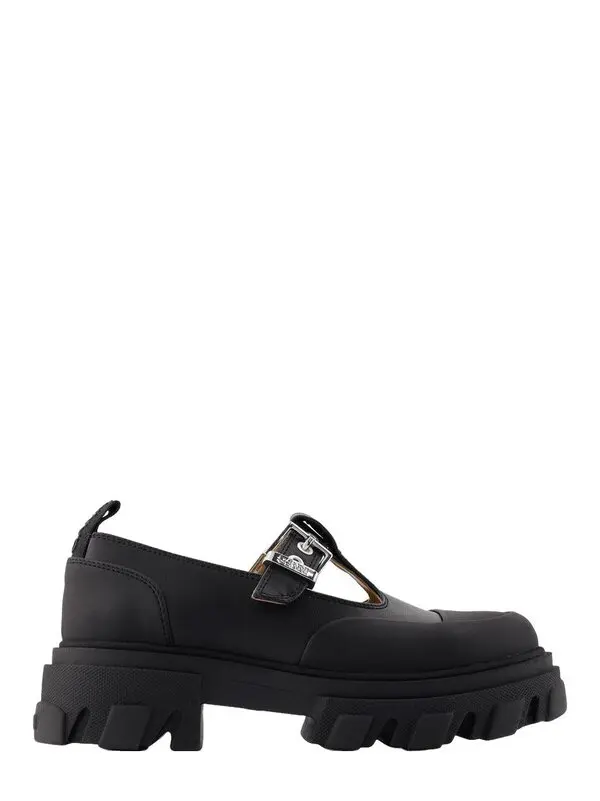 GANNI Cleated Mary Jane Loafers - Black