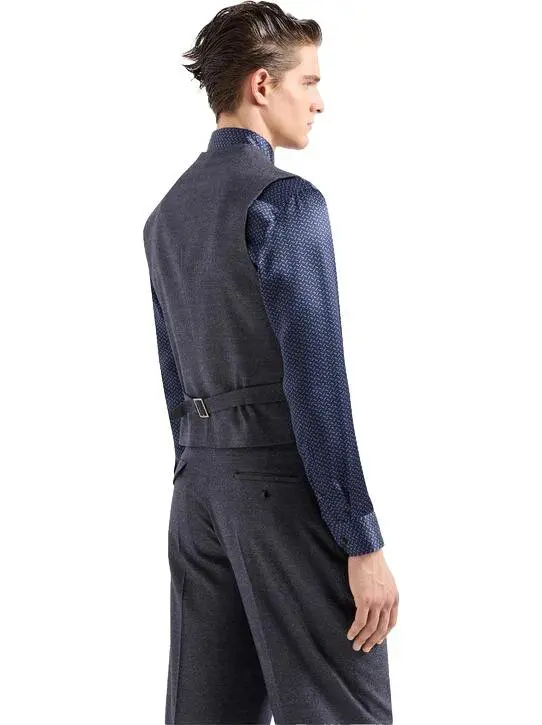 Giorgio Armani Double-breasted Waistcoat In Virgin Wool And Cashmere - Blue