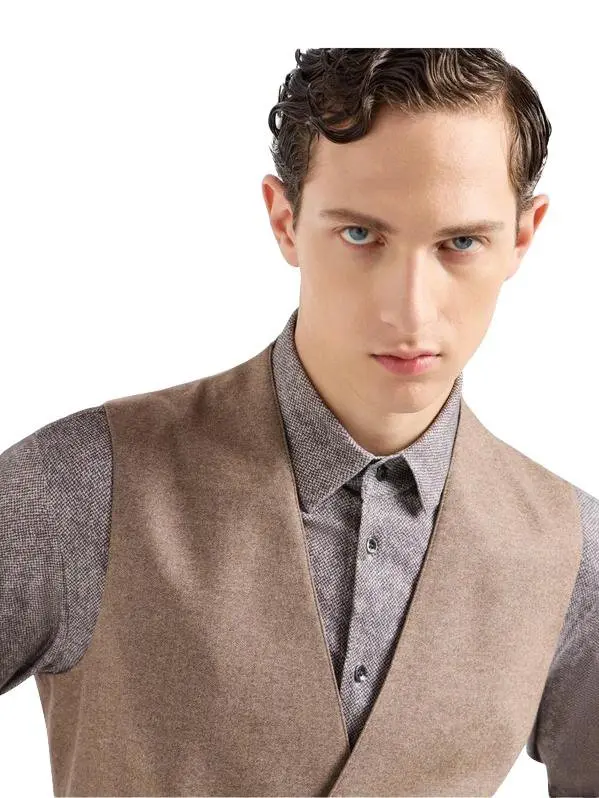 Giorgio Armani Double-breasted Waistcoat In Virgin Wool And Cashmere - Denim