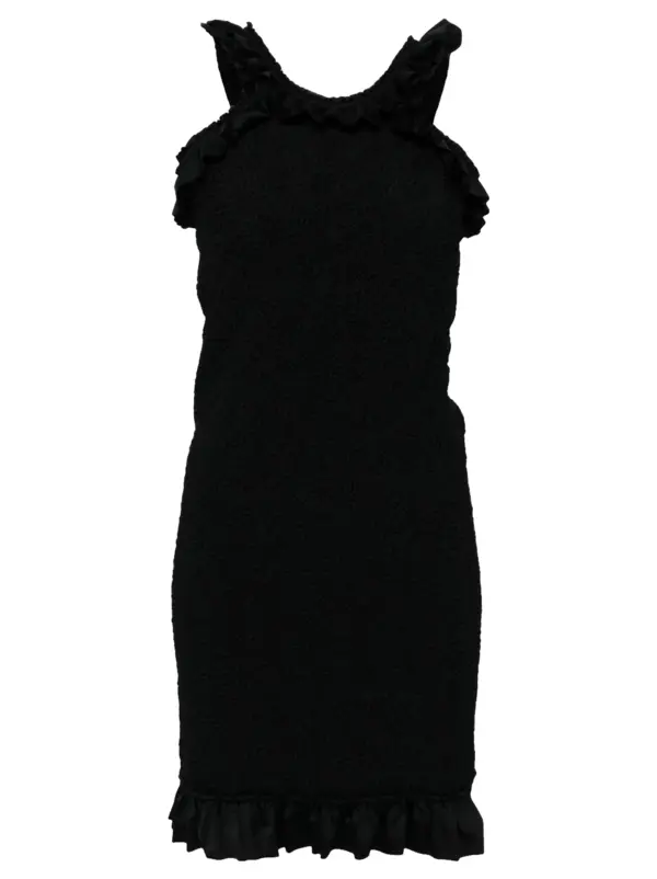 Alexander Wang Ruffle-hem Smocked Mini Dress - Black