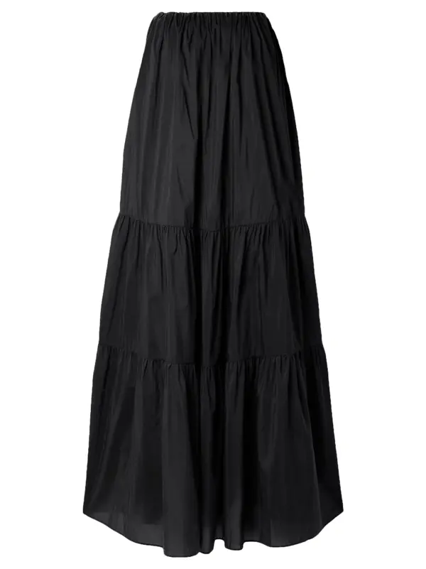Matteau Strapless Tiered Cotton And Silk-blend Maxi Dress - Black