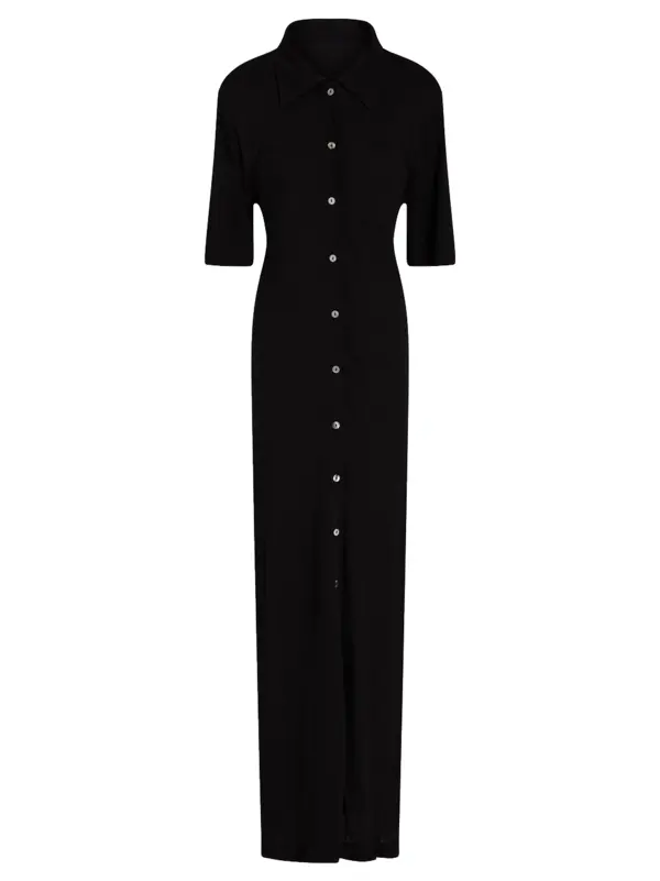 Bite Studios Openback Jersey Maxi Shirt Dress - Black
