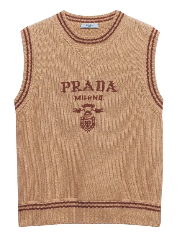 Prada Intarsia Ribbed Vest - Brown