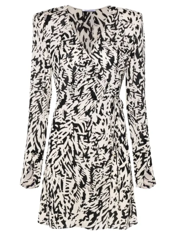 Patrizia Pepe Abstract-print Mini Dress - Neutrals