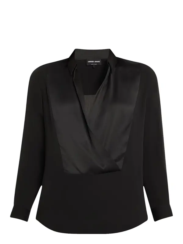 Giorgio Armani Cowl Neck Blouse - Solid Black