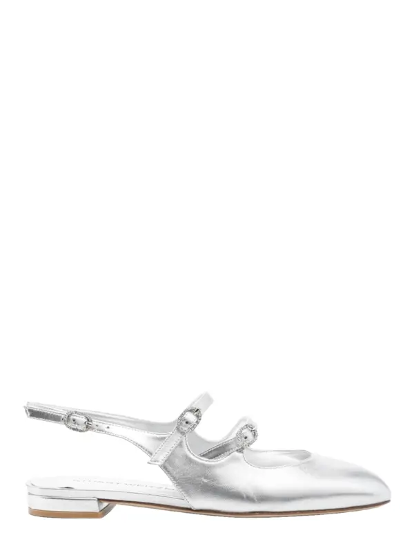 STUART WEITZMAN Laminated Leather Ballerina Shoes - Silver