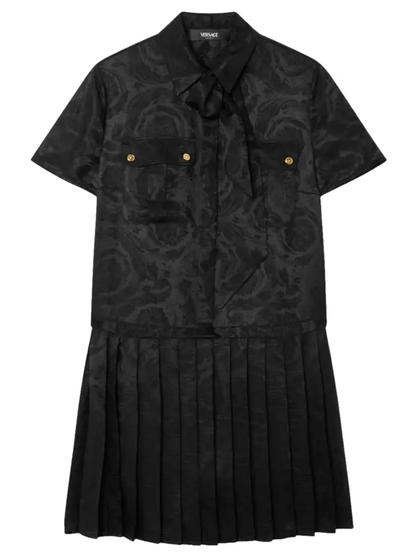 Versace Barocco Lavallière Mini Dress - Black