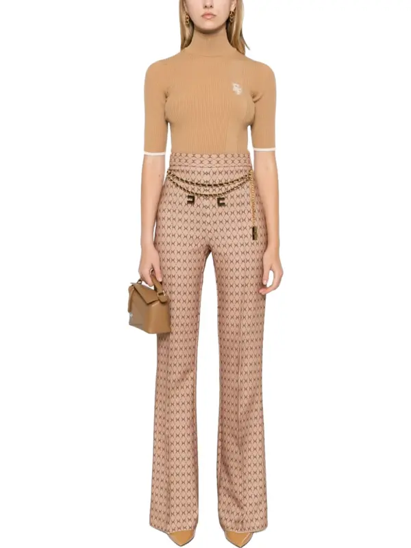 Elisabetta Franchi Turtleneck Knit Top - Neutrals