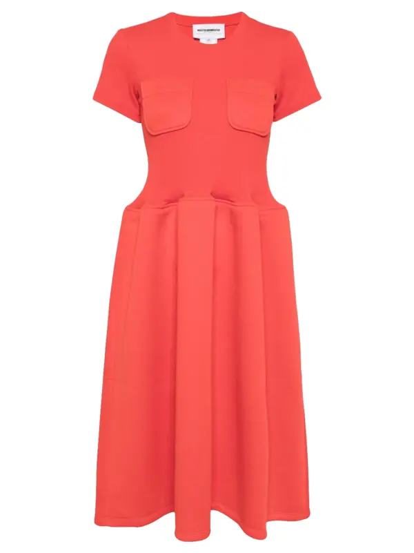 MELITTA BAUMEISTER Short-sleeve Flared Midi Dress - Red