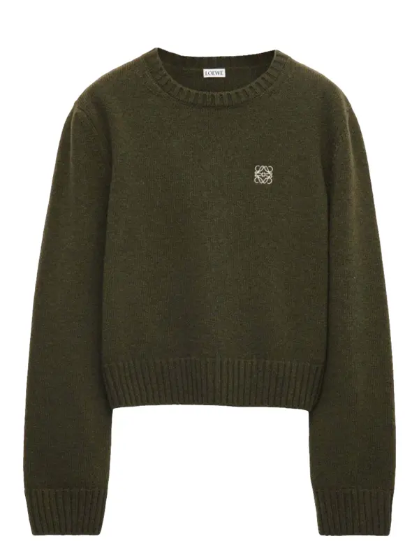 Loewe Anagram Wool Sweater - Khaki Green/white