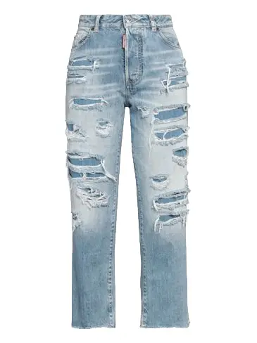 Dsquared2 Cotton And Calfskin Jeans - Blue