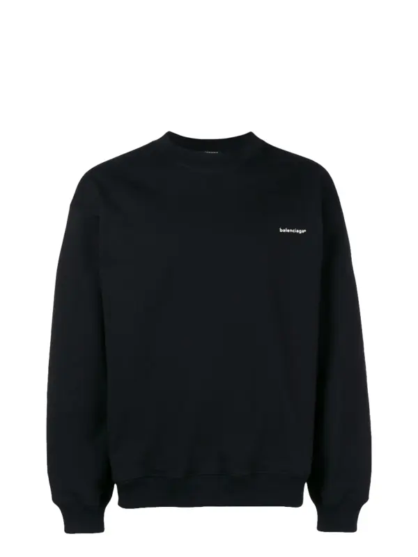Balenciaga Small Contrast Logo Print Crewneck Sweatshirt - Black/white