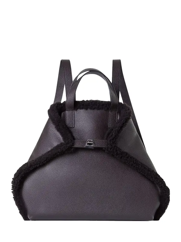 Akris Ai Medium Shearling And Leather Backpack - Mocca
