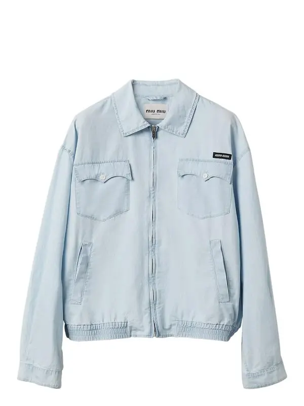 Miu Miu Chambray Bomber Jacket - Celeste