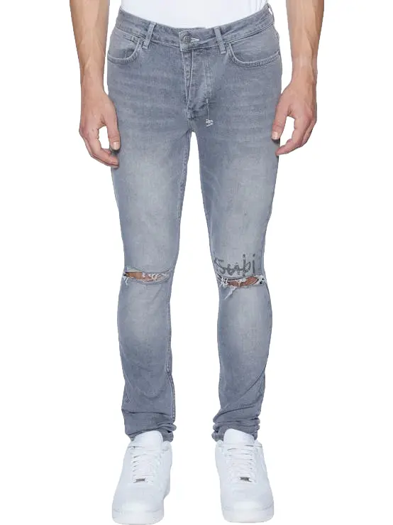 Ksubi Van Winkle Thrifted Ripped Jeans - Grey