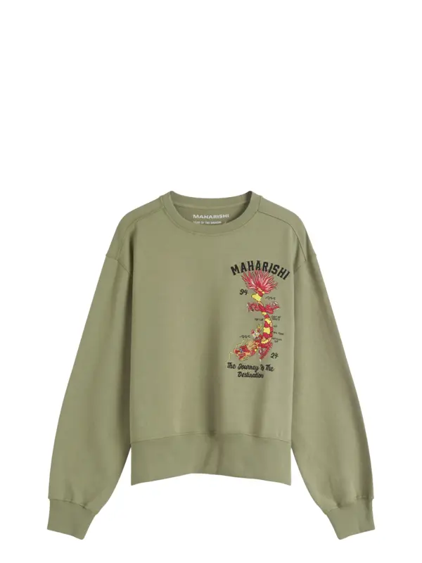 MAHARISHI Dragon Map Vintage Crew Sweat - Olive