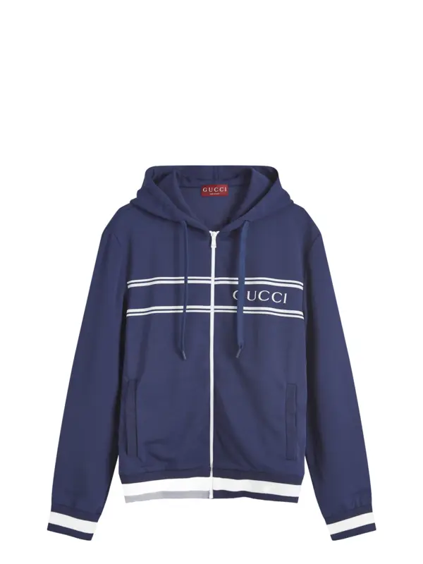 Gucci Logo Zip Hoodie - Navy