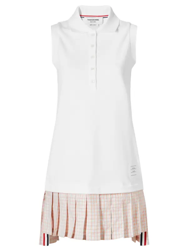 Thom Browne Mini Pleated Polo Dress - White