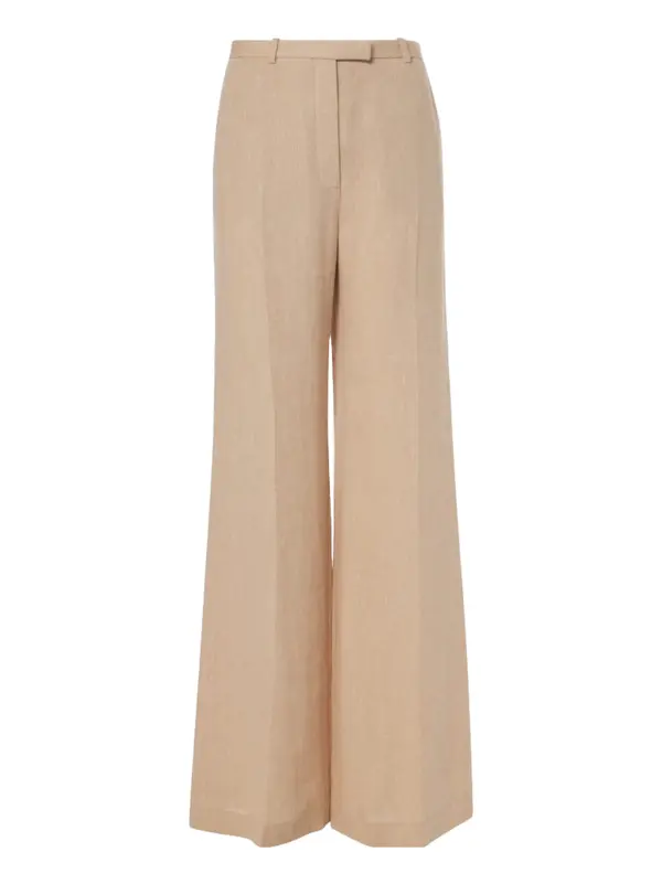 Loro Piana Emmit Flared Linen Pants - Beige