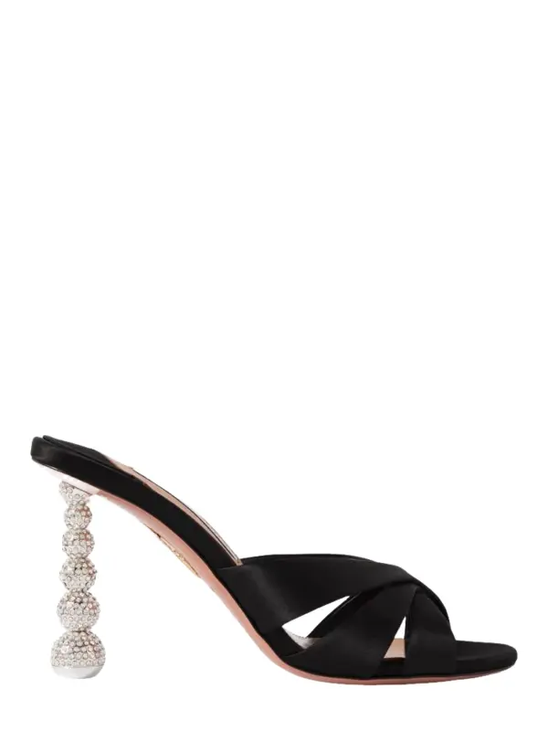 AQUAZZURA Yes Baby 95 Crystal-embellished Mules - Black