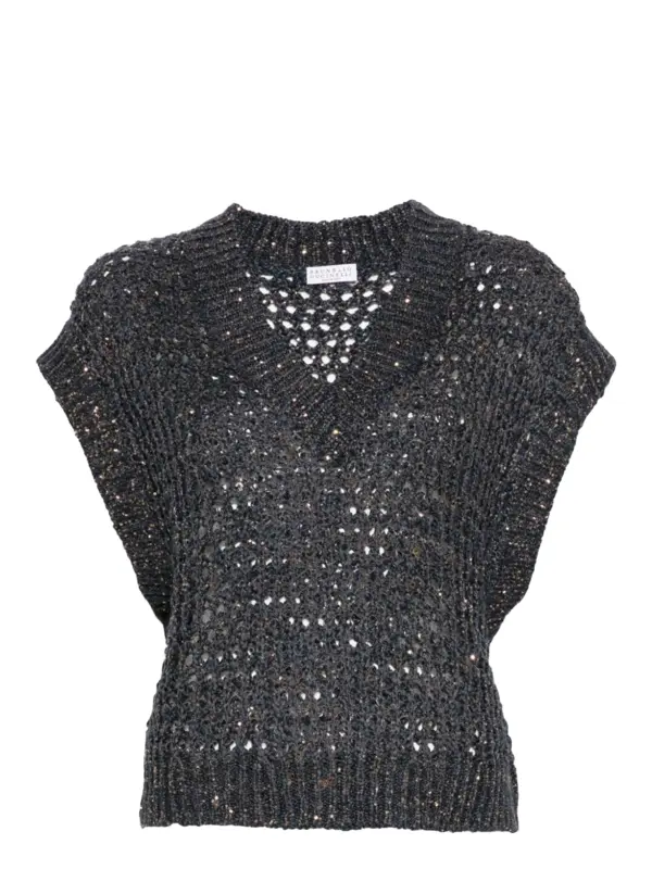 Brunello Cucinelli Net Sleeveless Sweater - Blue
