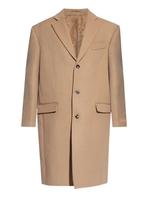 Versace Appliqué Single-breasted Coat - Neutrals