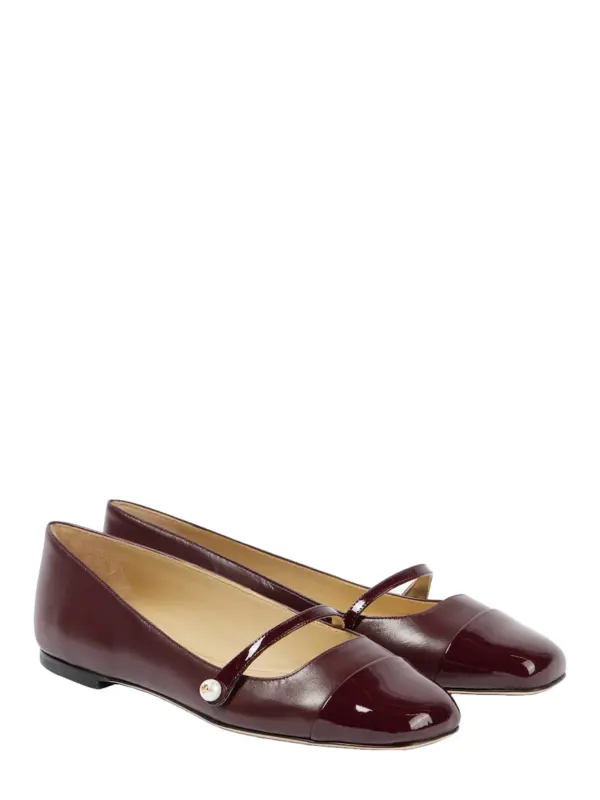 JIMMY CHOO Elisa Leather Mary Jane Flats - Red