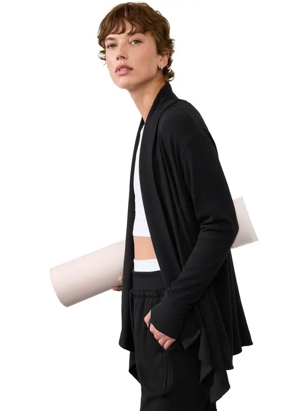 Athleta Pranayama Restore Rib Wrap - Black Rib