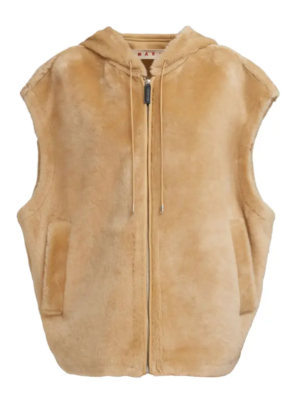 Marni Hooded Shearling Waistcoat - Neutrals