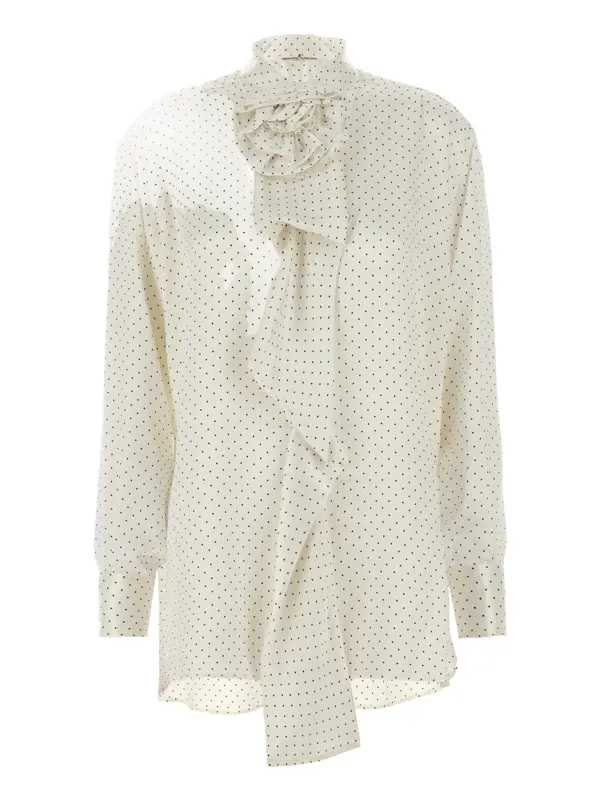 Ermanno Scervino Polka Dot Shirt With Brooch - White/black