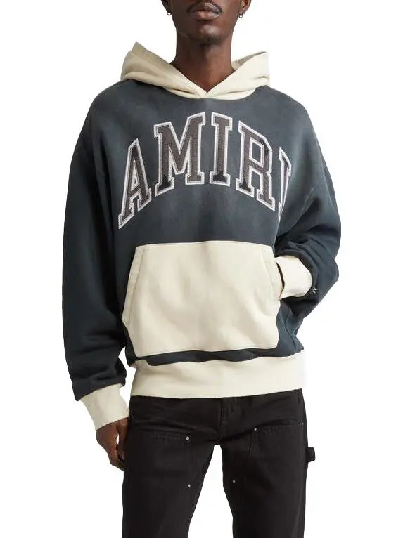 Amiri Oversized Logo Colorblock Hoodie - Black