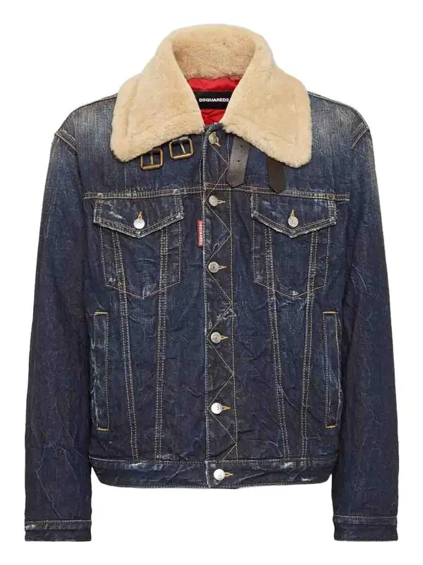 Dsquared2 Denim Jacket With Faux Fur Collar - Multicolor