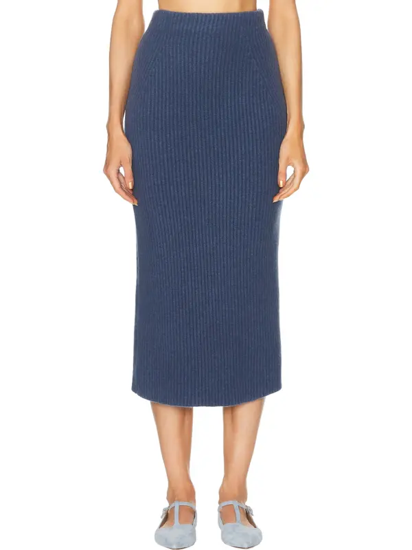 Gabriela Hearst Matre Ribbed Knit Skirt - Denim