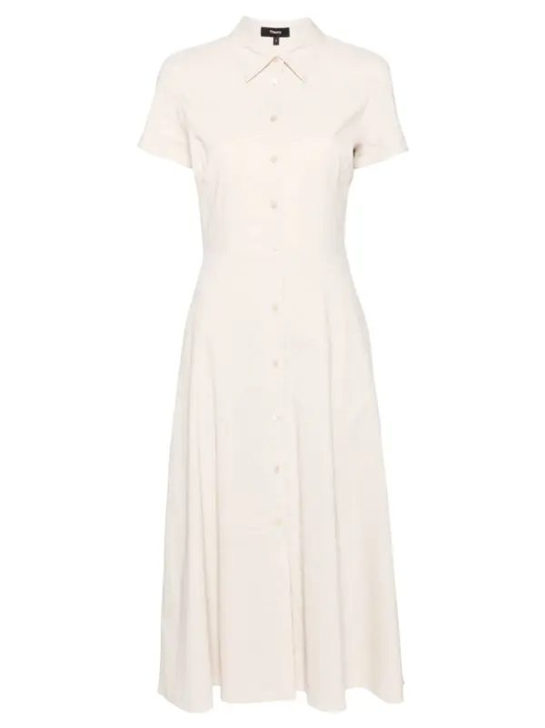 Theory Short-sleeves Midi Shirt Dress - Neutrals