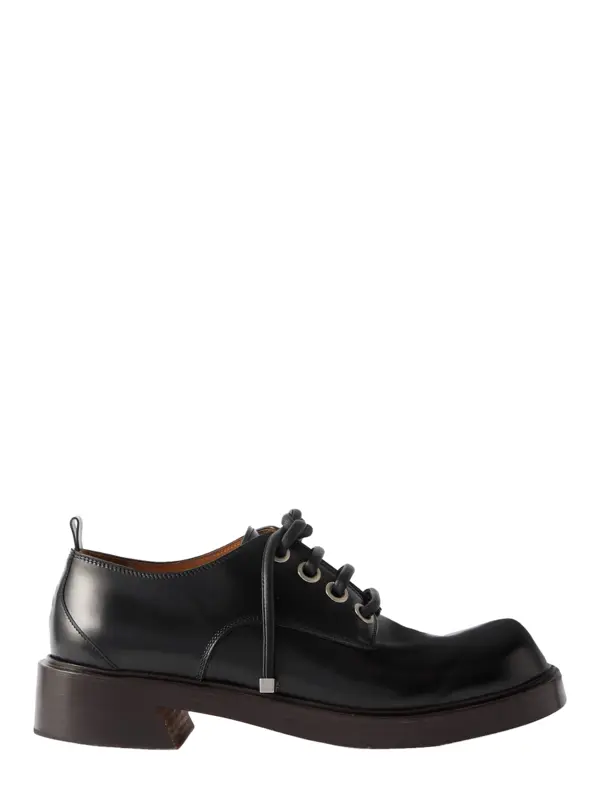 Alexander McQueen Debossed Leather Block Heel Shoes - Black
