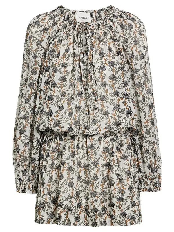 MARANT ETOILE Parsley Floral-print Mini Dress - Camel