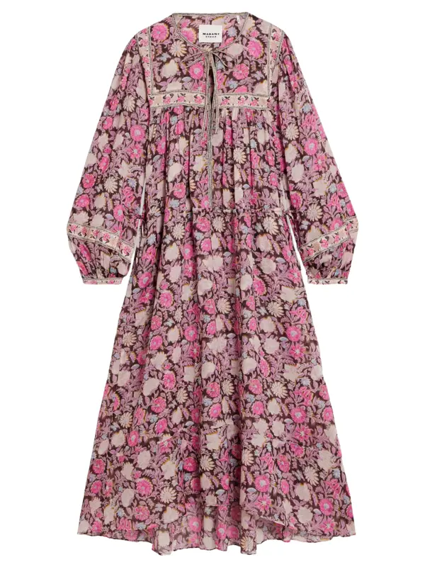 MARANT ETOILE Greila Printed Cotton-voile Midi Dress - Fuchsia