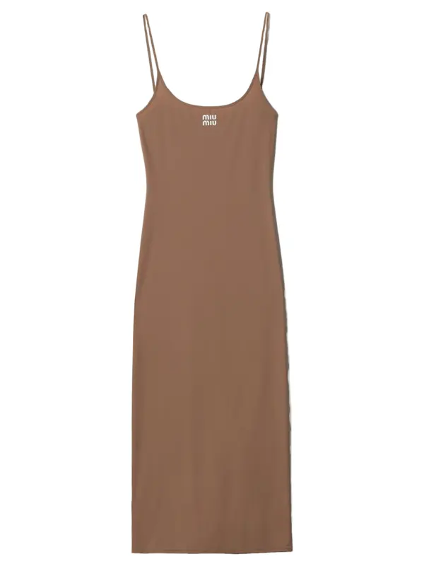Miu Miu Stretch Jersey Midi Dress - Khaki