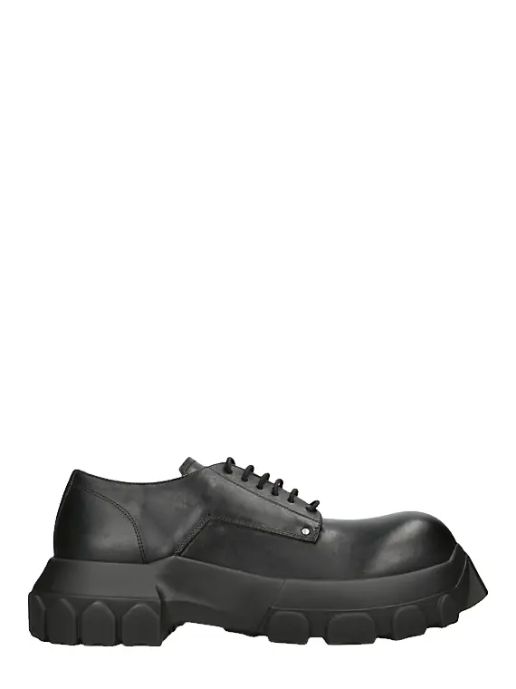 Rick Owens Bozo Tractor Platform Leather Oxford Shoes - Black