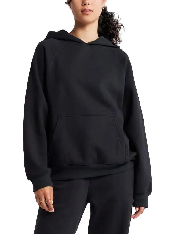 Bp. Fleece Detail Oversized Raglan Hoodie - Black Jet