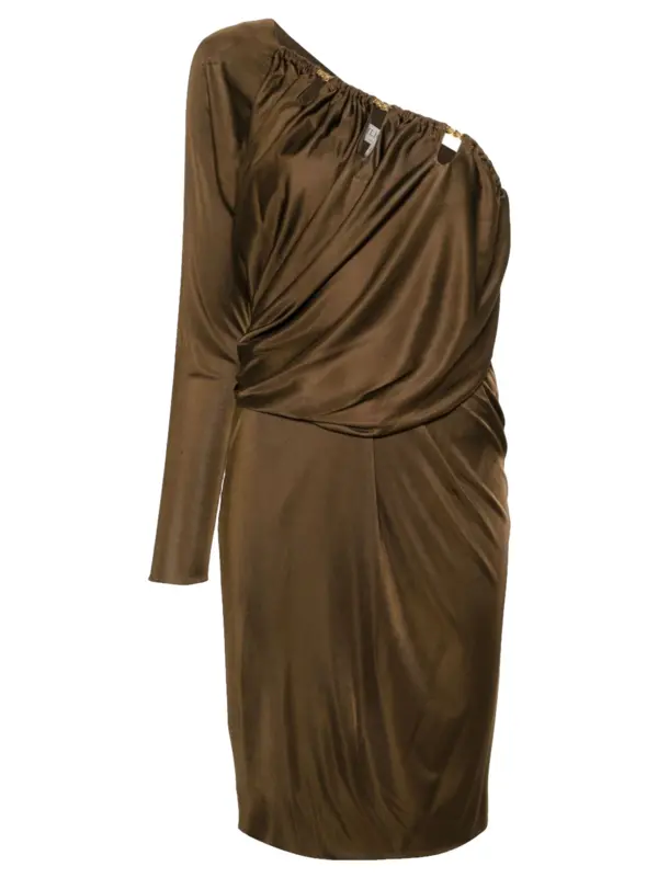 Emilio Pucci Asymmetric Draped Midi Dress - Brown