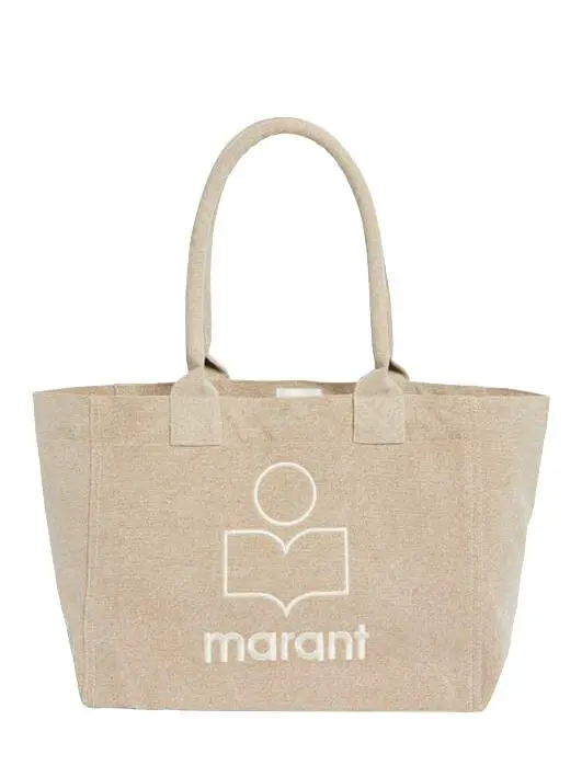 Isabel Marant Yenky Zipped Embroidered Logo Canvas Tote - Beige