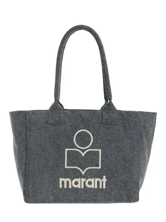 Isabel Marant Yenky Zipped Embroidered Logo Canvas Tote - Faded Black